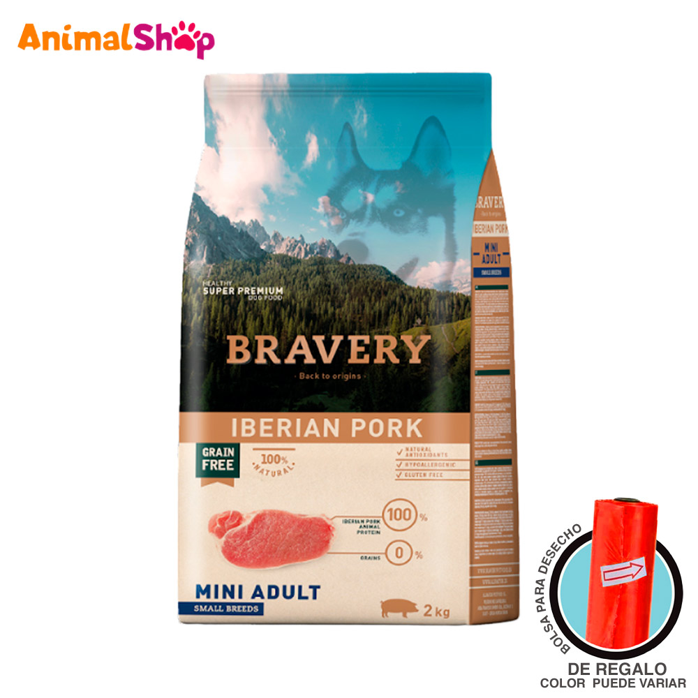 Ripley - COMIDA DE PERRO ADULTO BRAVERY RAZA PEQUEÑA CERDO 2 KG